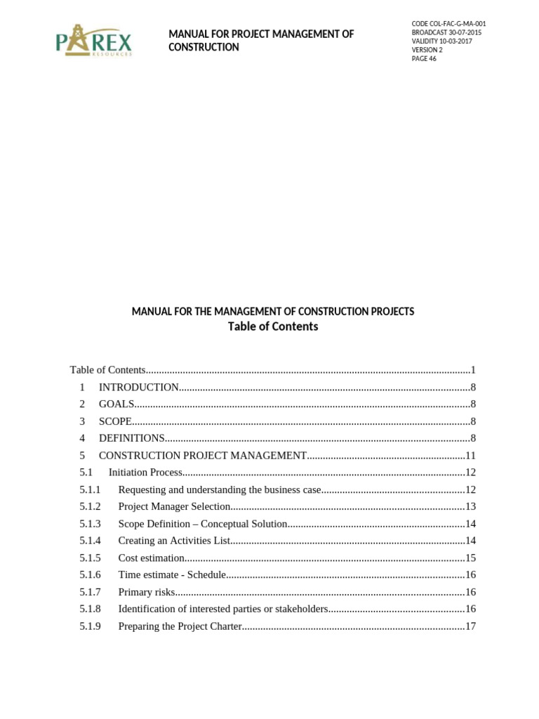 Construction Project Management Manual | PDF | Project Management ...