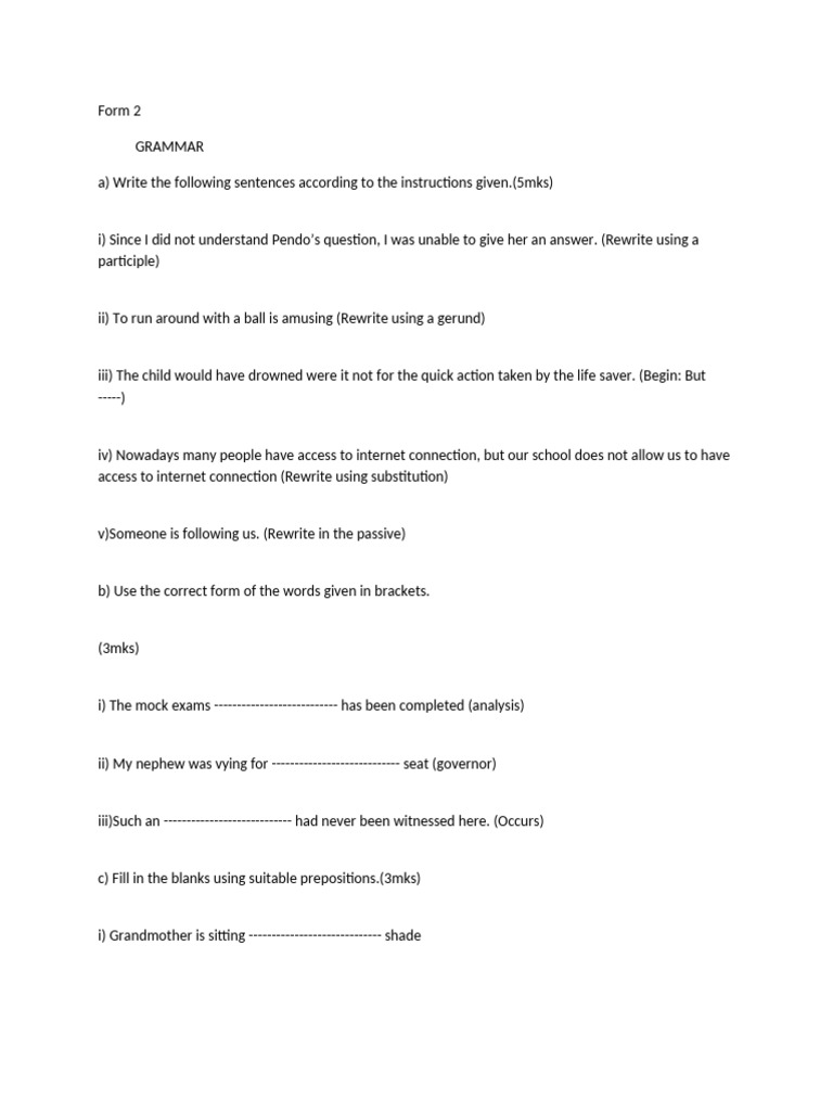 Form 2-English | PDF