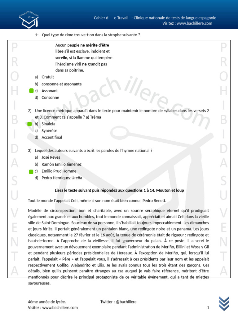 Cahier d'exercices sur le texte "Mouton et Loup" | PDF | Cyclones ...
