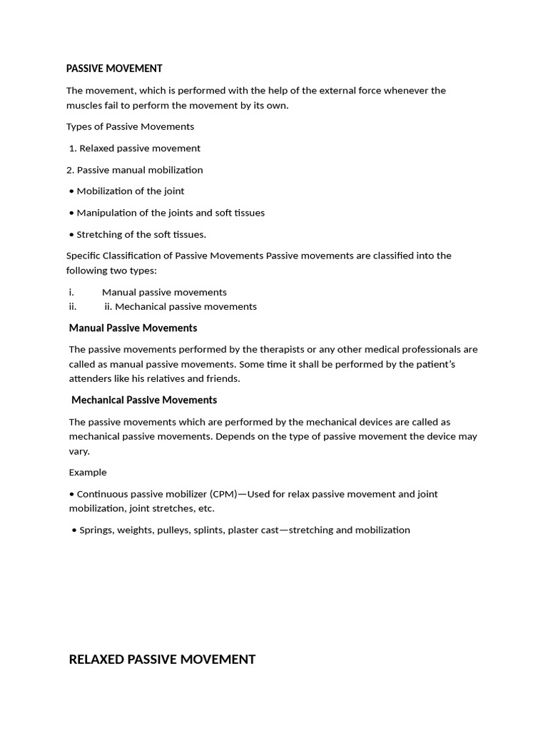 Types and Principles of Passive Movement | PDF | Joint | Anatomical ...