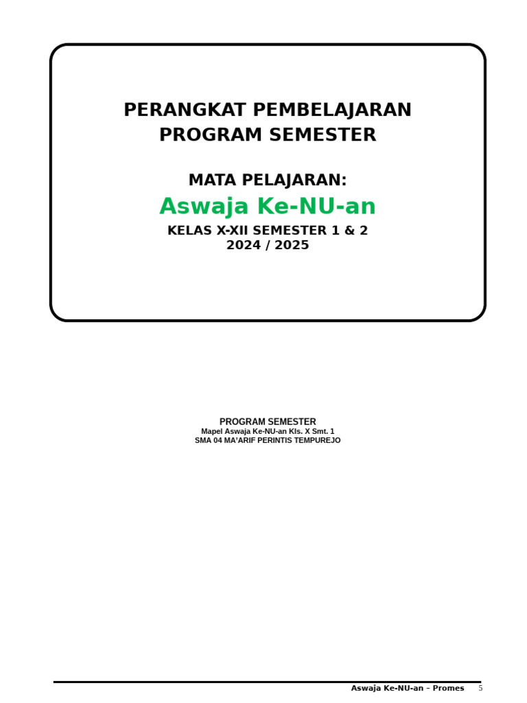 Promes Aswaja-Ke-NU-an-Kelas-10-12 | PDF