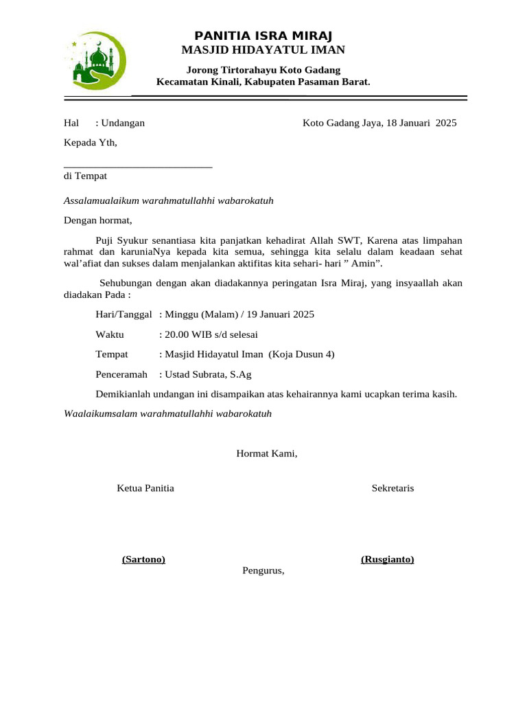 Undangan Isra Miraj | PDF