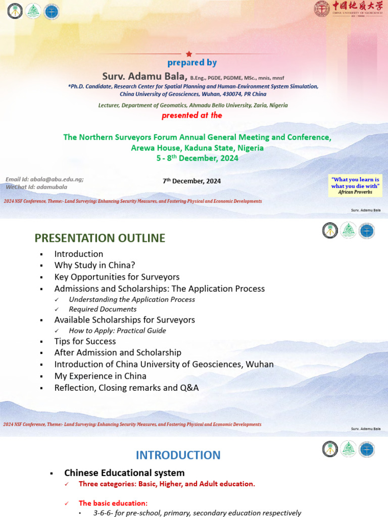 Adamu Bala - NSF2024 Conference Paper | PDF | Doctor Of Philosophy | China