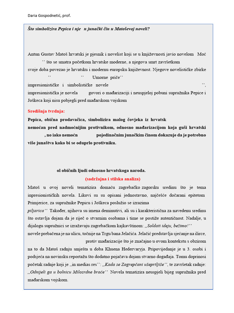 Primjer Eseja Mato Kip Domovine | PDF