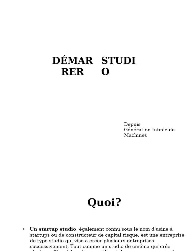 Comprendre le Startup Studio | PDF | Innovation | Secteur privé