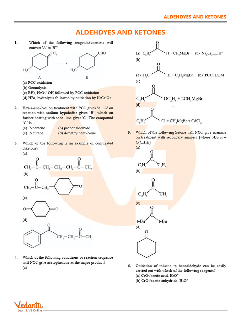 JEE Advanced Aldehydes and Ketones Practice Paper With Solutions ...