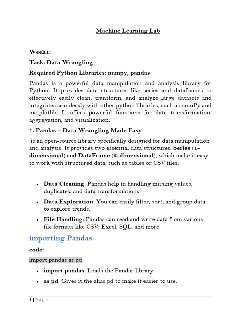 lab 1 ML lab | PDF | Comma Separated Values | Computer Programming lab 1 ML lab | PDF | Comma Separated Values | Computer Programming