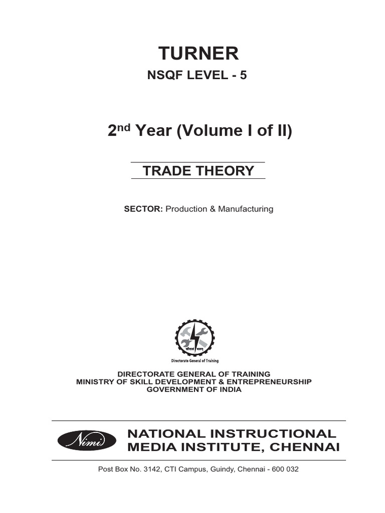 Turner Trade Theory Volume I - NSQF 5 | PDF | Tools | Industrial Processes