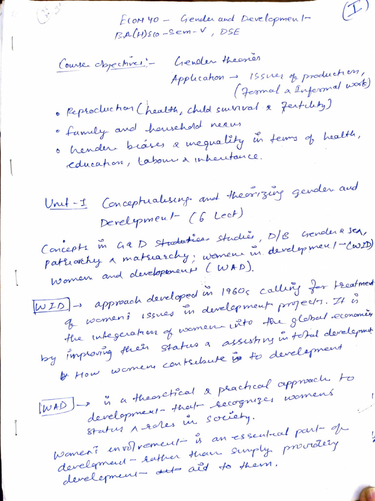 Gender and Development Notes | PDF