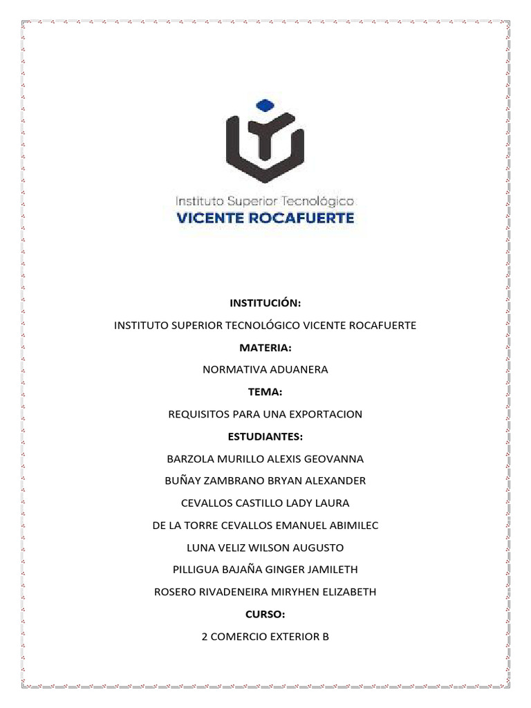 Requisitos Para Una Exportacion | PDF | aduana