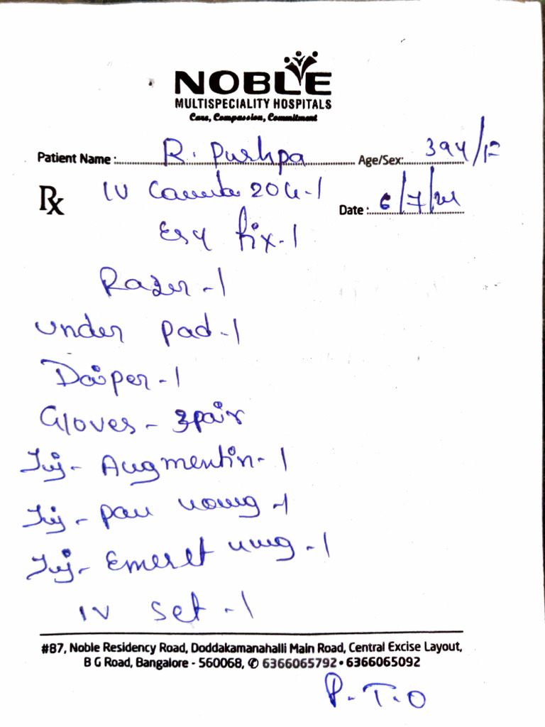 Bangalore Hospital Prescription Bill | PDF | Payments | Banking Technology