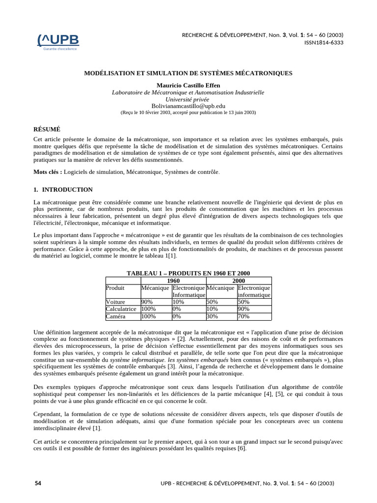 Modélisation des Systèmes Mécatroniques | PDF | Mécatronique | Informatique