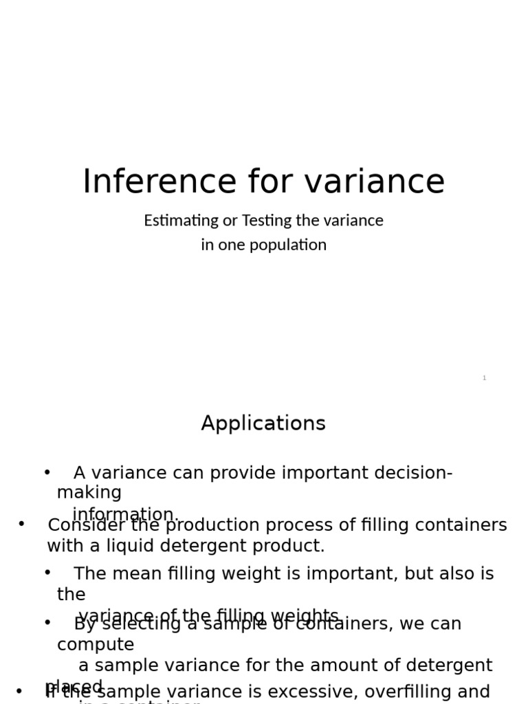 C.I and H.T. (Variance) Slides | PDF | Variance | P Value