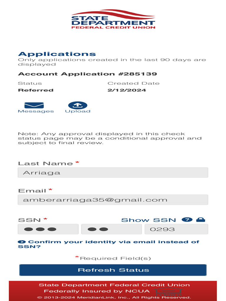 State Department FCU Application Status | PDF