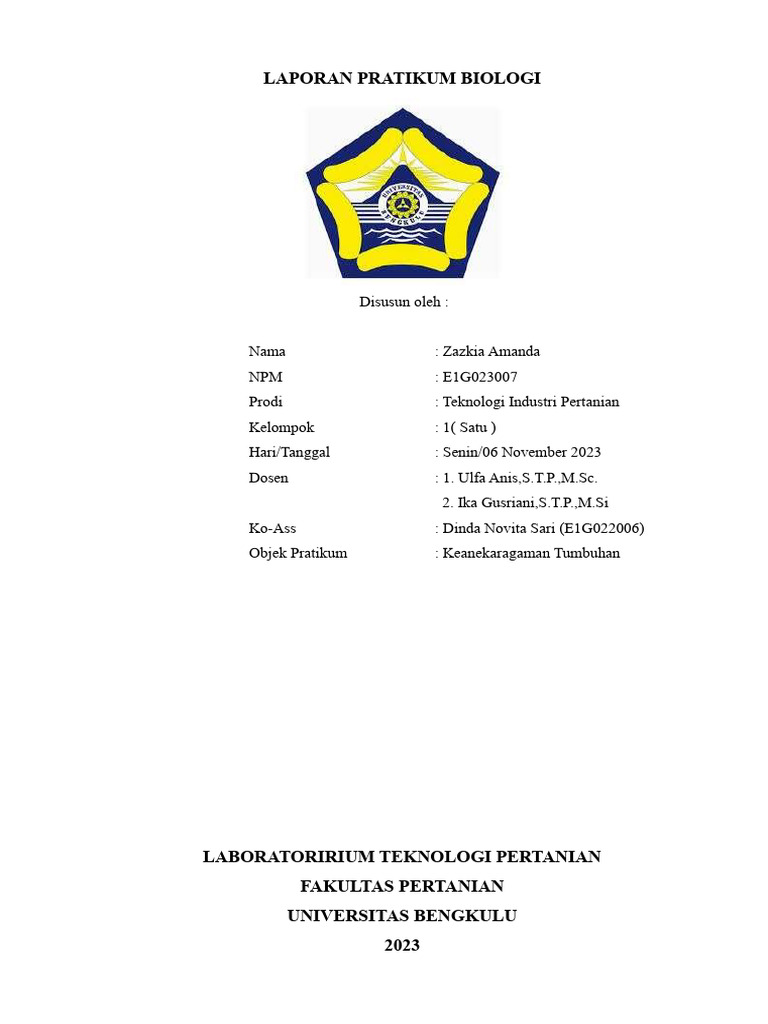 Laporan Pratikum Biologi 5 Zazkia Amanda | PDF