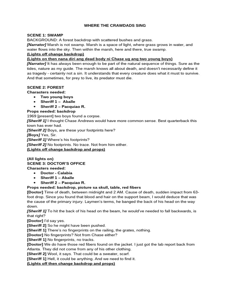 Script Where The Crawdads Sing 2 | PDF