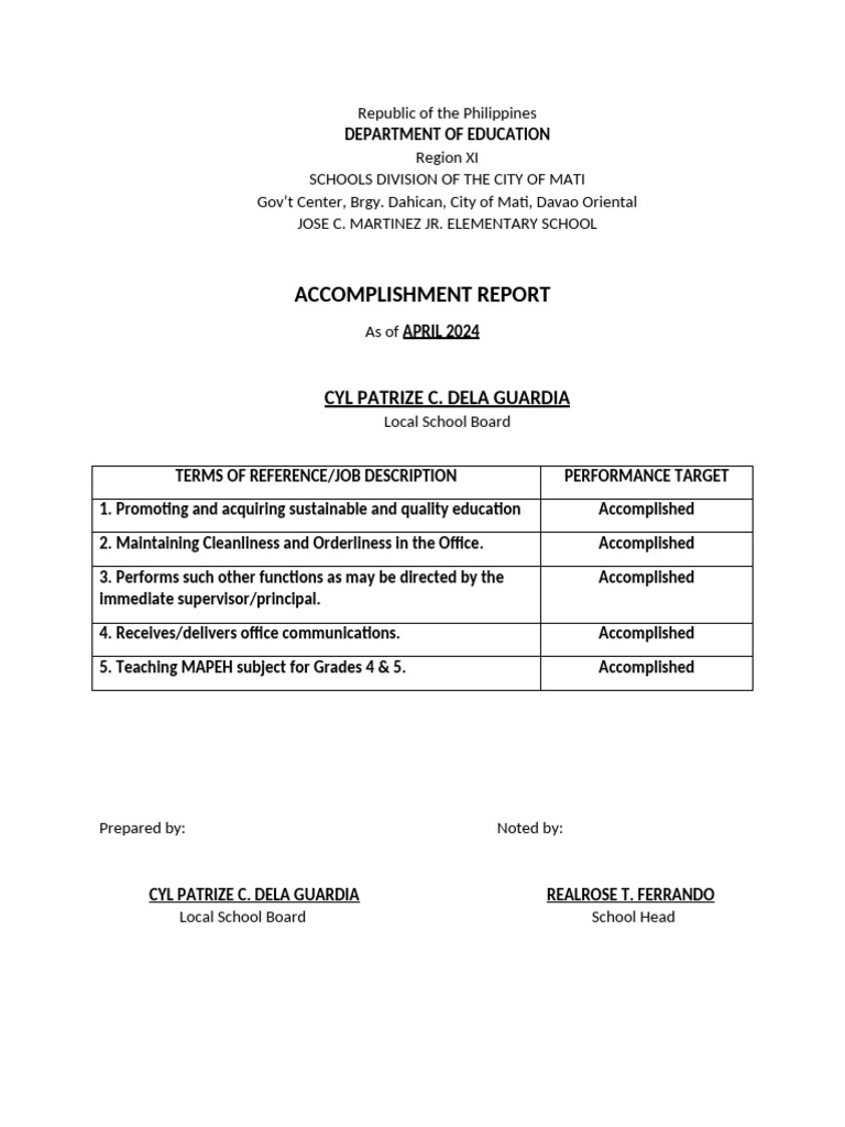 LSB Accomplishment | PDF