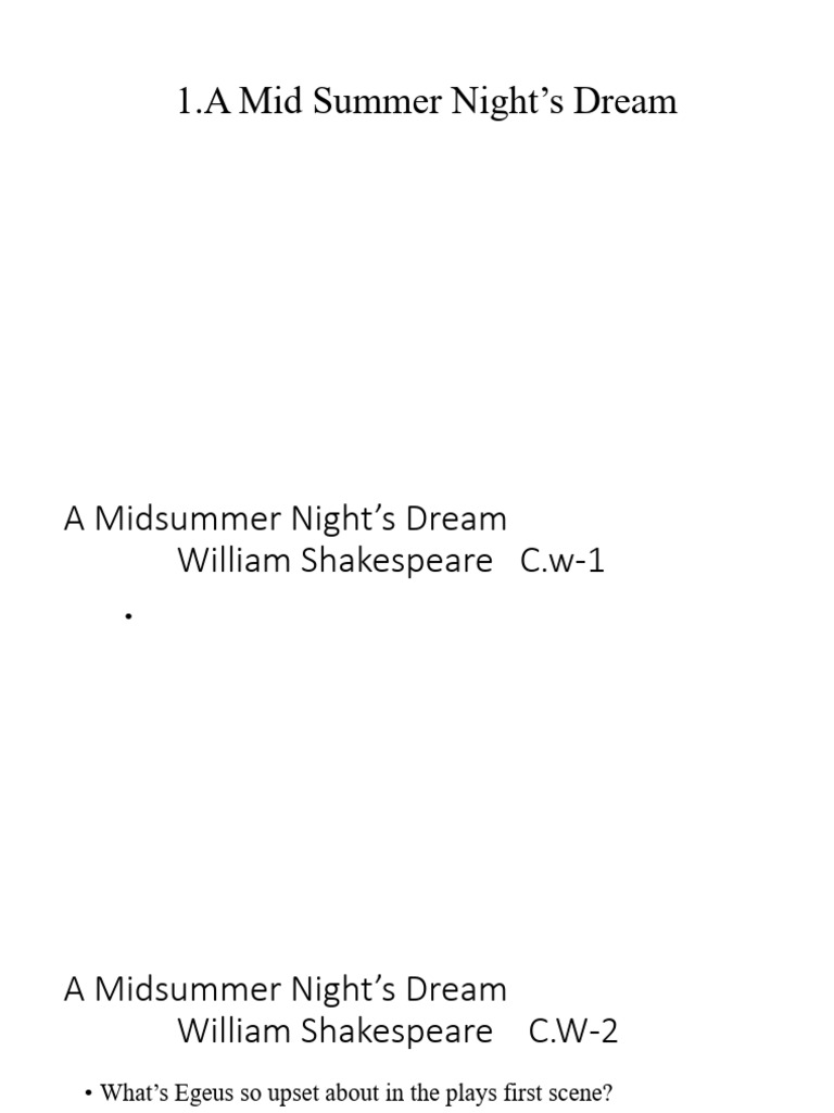 Class Test-1 | PDF | A Midsummer Night's Dream