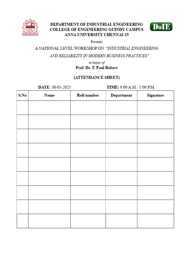 Attendance Sheet | PDF