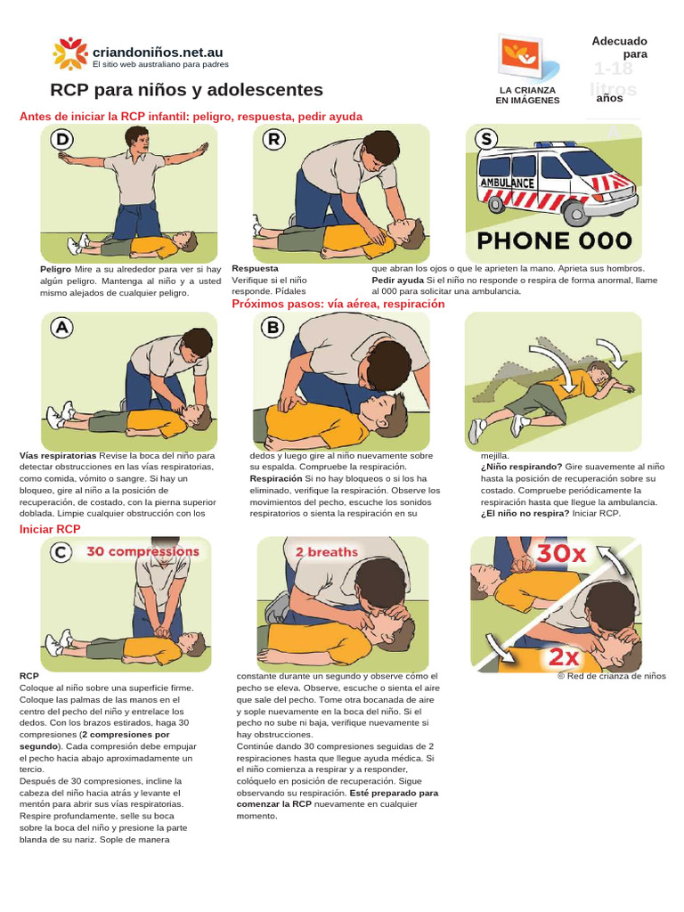 RCP en Niños y Bebés: Guía Práctica | PDF | Reanimación cardiopulmonar