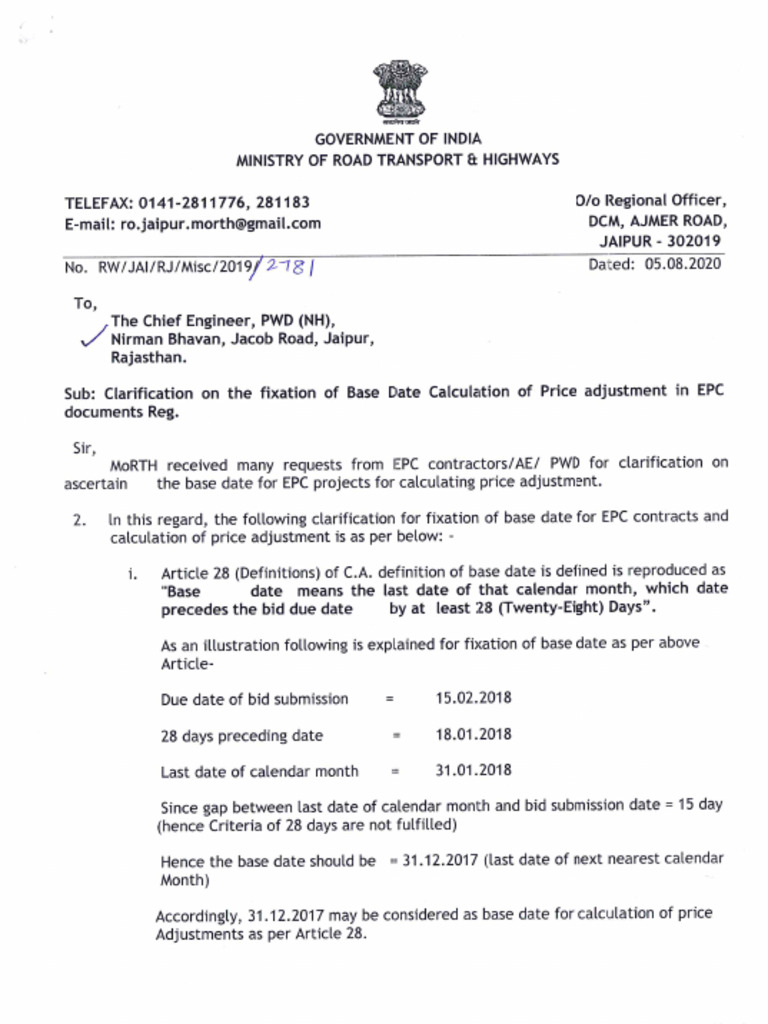 Base Date (Price Adjustment) | PDF