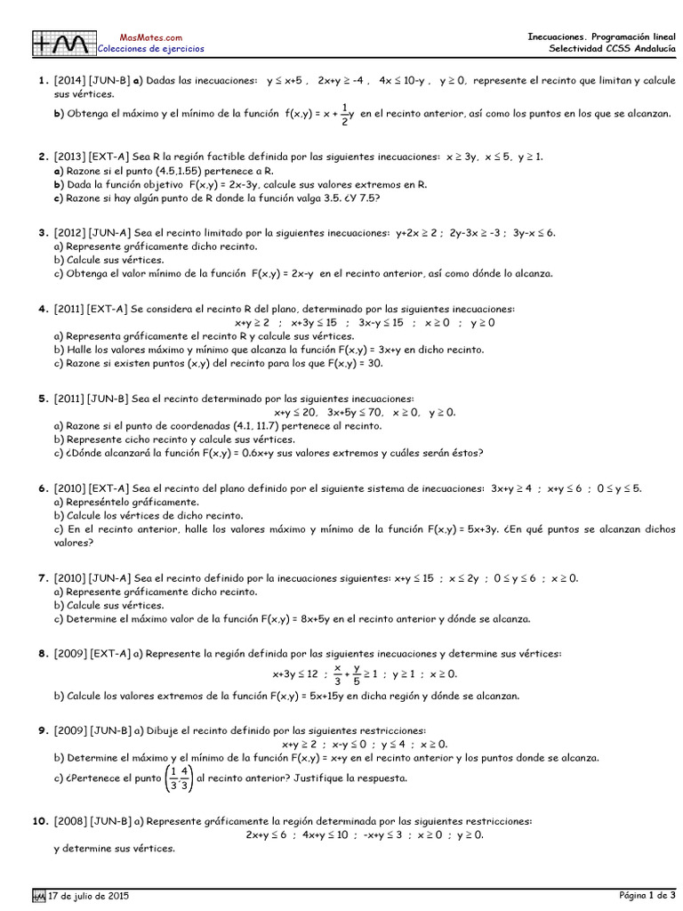Matematicas Ejer.2 | PDF | Programación lineal | Función (Matemáticas)