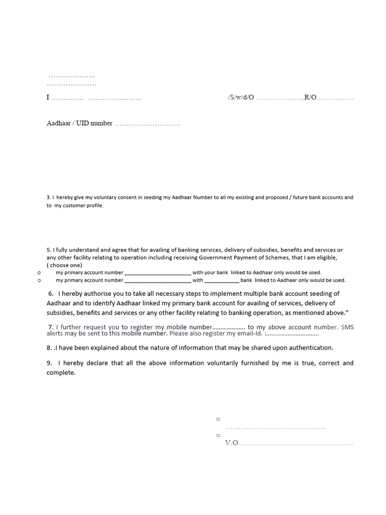 ADHAR SEED FORM | PDF | Access Control | Authentication