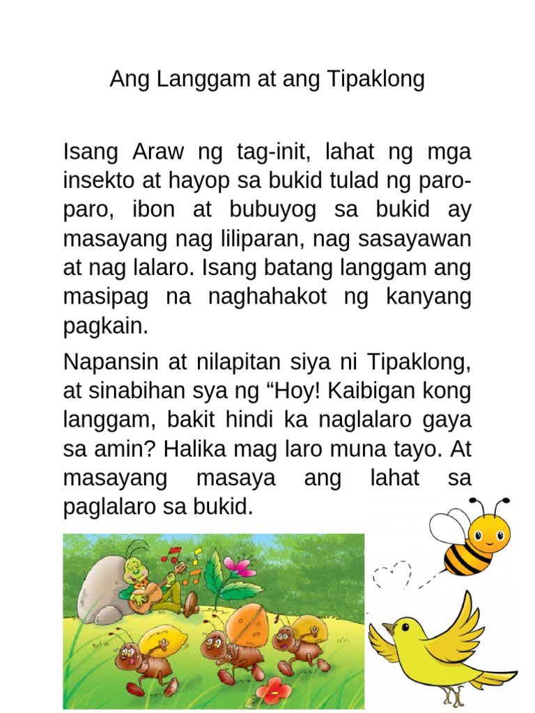 Ang Langgam at Ang Tipaklong | PDF
