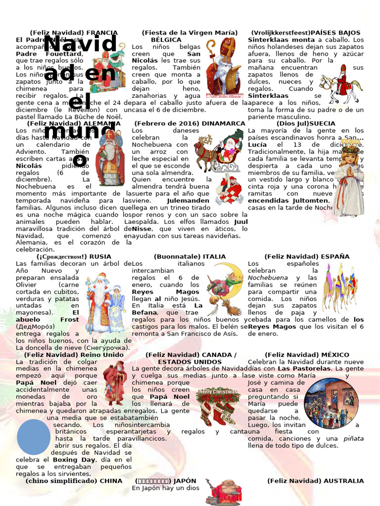 comprensión lectora Navidad alrededor del mundo | PDF | Nochebuena ...