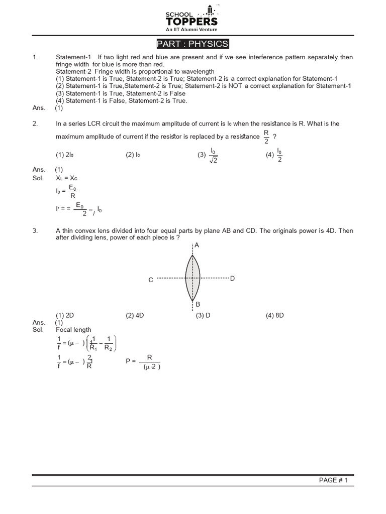 Physics Memory Based Paper - 22!01!2025 (Shift-2) | PDF | Physical ...