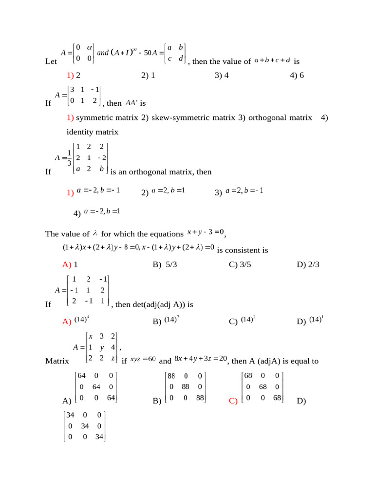 WT-MATRICES-2 | PDF | Matrix (Mathematics) | Abstract Algebra