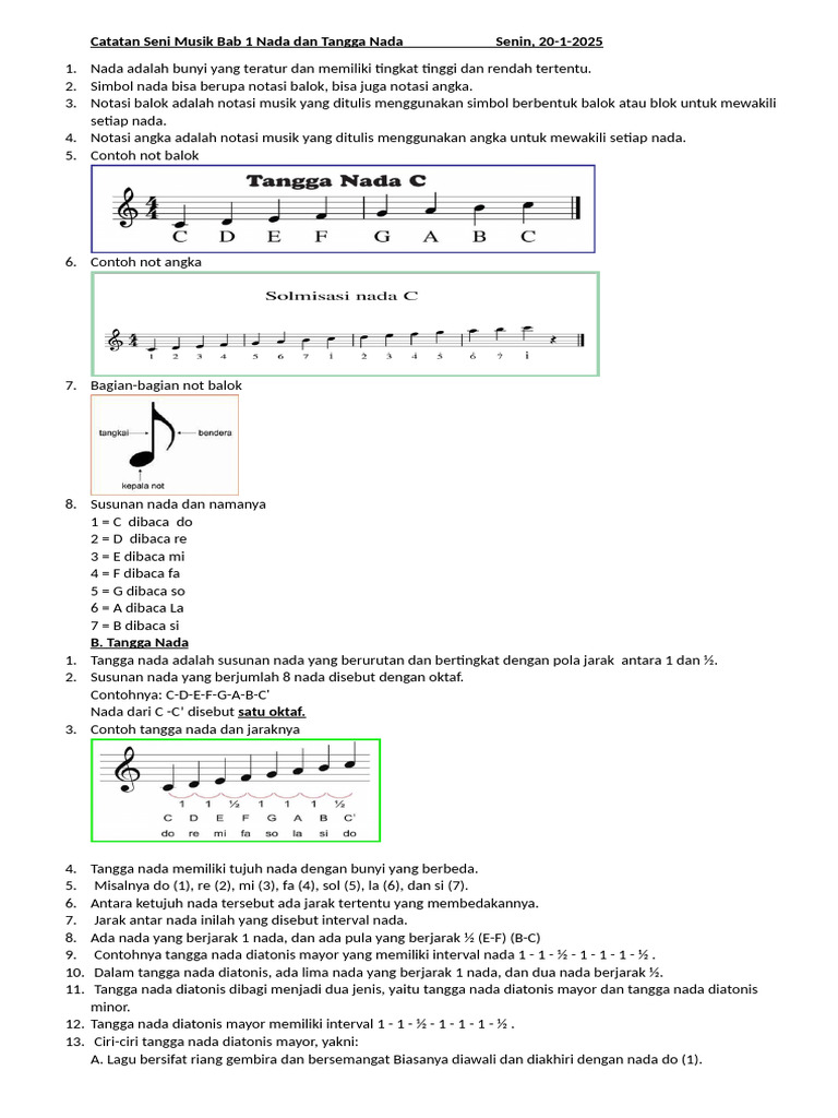 Catatan Seni Musik Bab 1 Nada Dan Tangga Nada | PDF