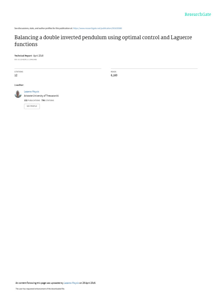 Optimal Control of Double Inverted Pendulum | PDF | Lagrangian ...