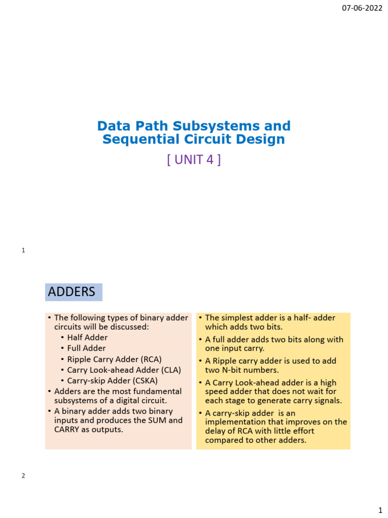 VLSI_UNIT4 | PDF | Multiplication | Computer Engineering