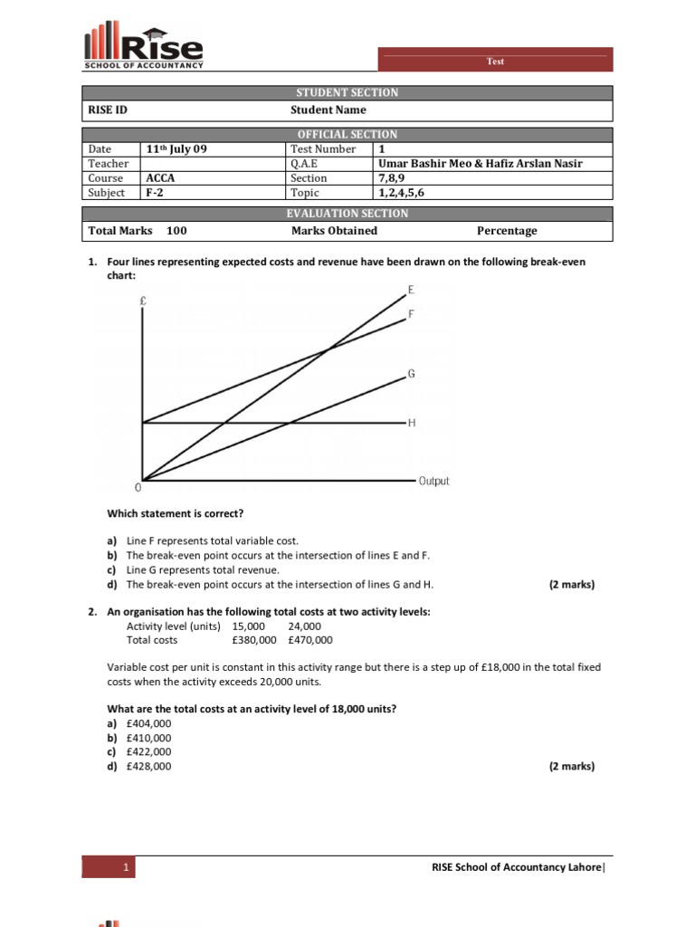 Test 1 | PDF | Piece Work | Inventory