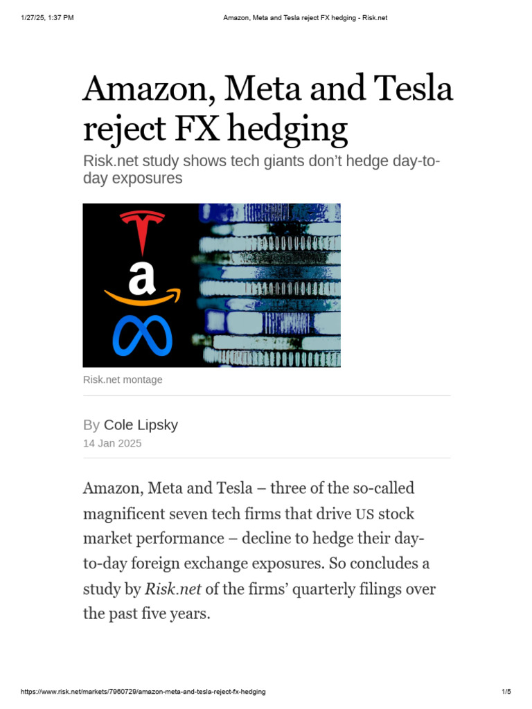 Amazon, Meta and Tesla Reject FX Hedging | PDF | Hedge (Finance ...