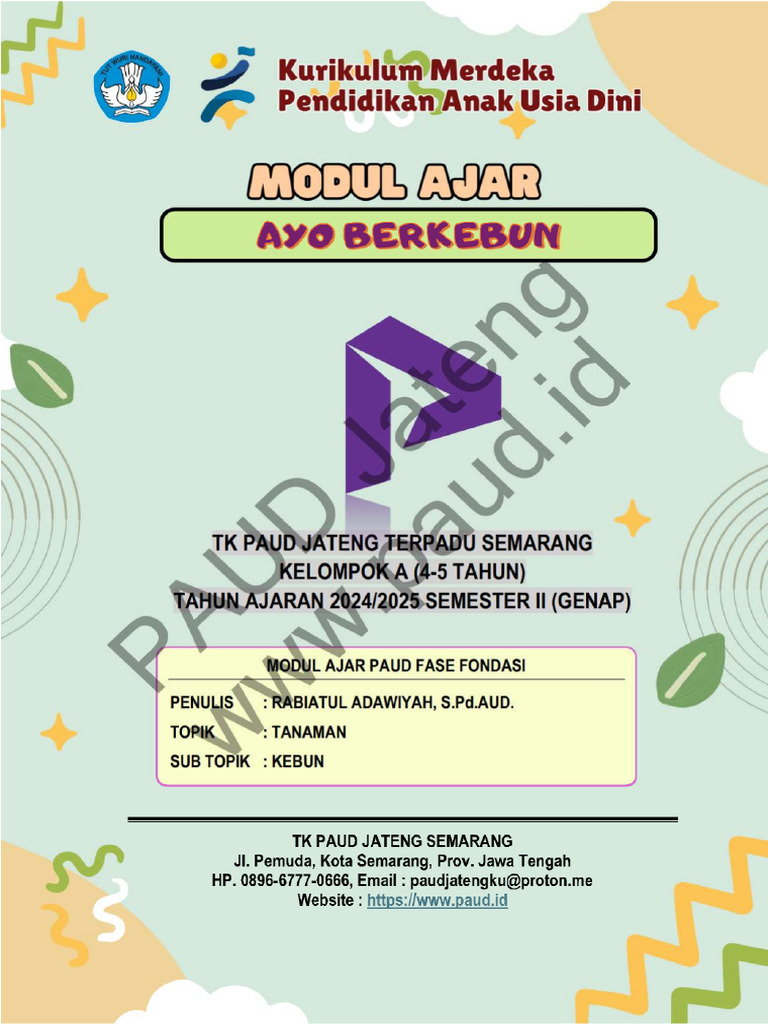 22 Modul Ajar TK A 2024 2025 Smt2 04 Berkebun PDF | PDF