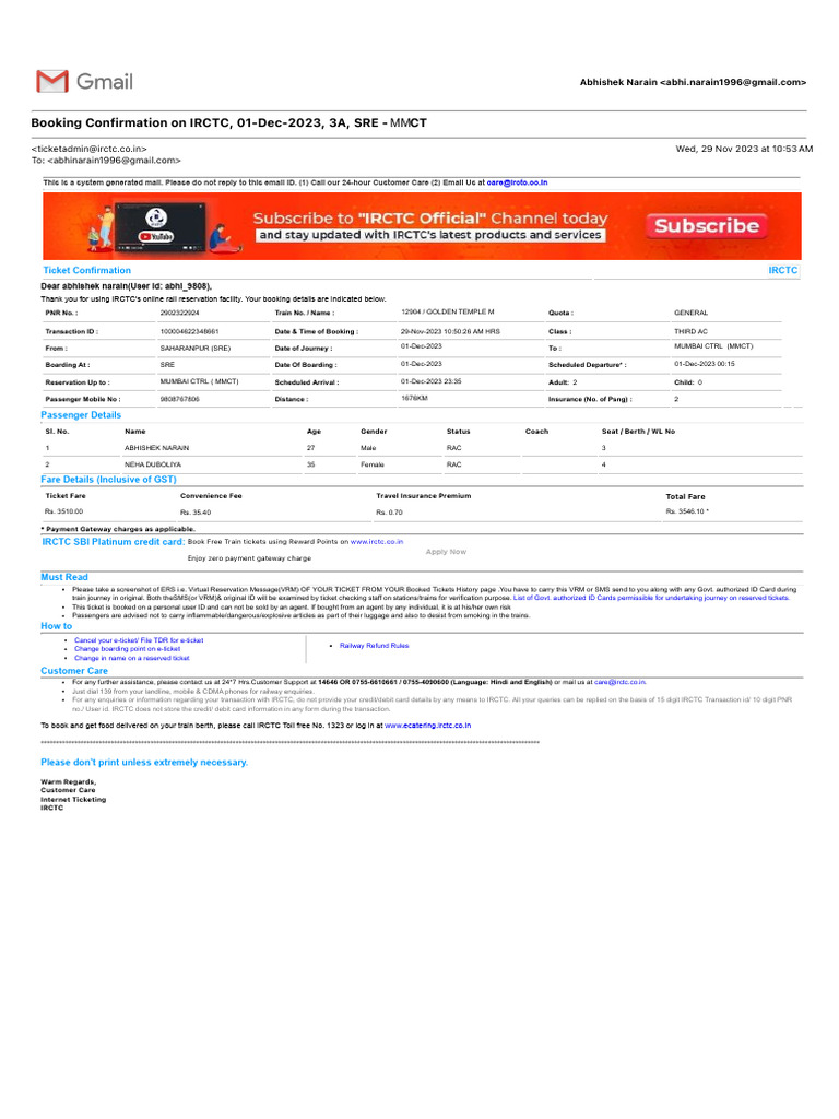 TICKET SRE TO MUMBAI | PDF | Banking Technology | Payments
