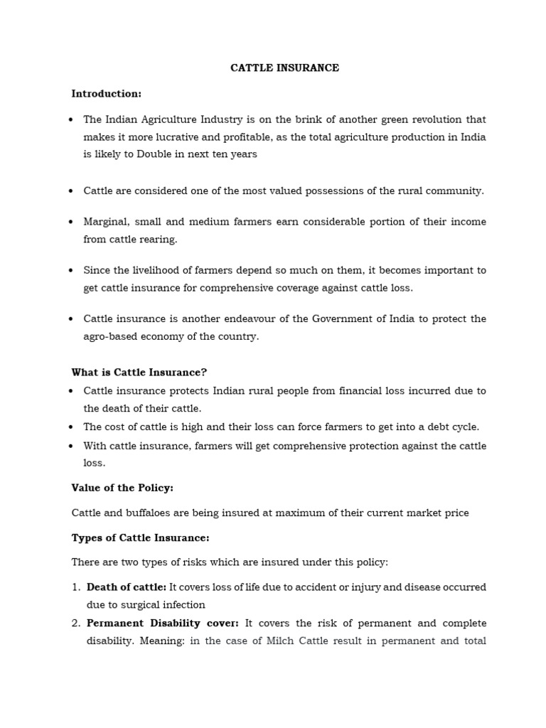 Unit 5 - Cattle - Livestock Insurance | PDF | Insurance | Cattle