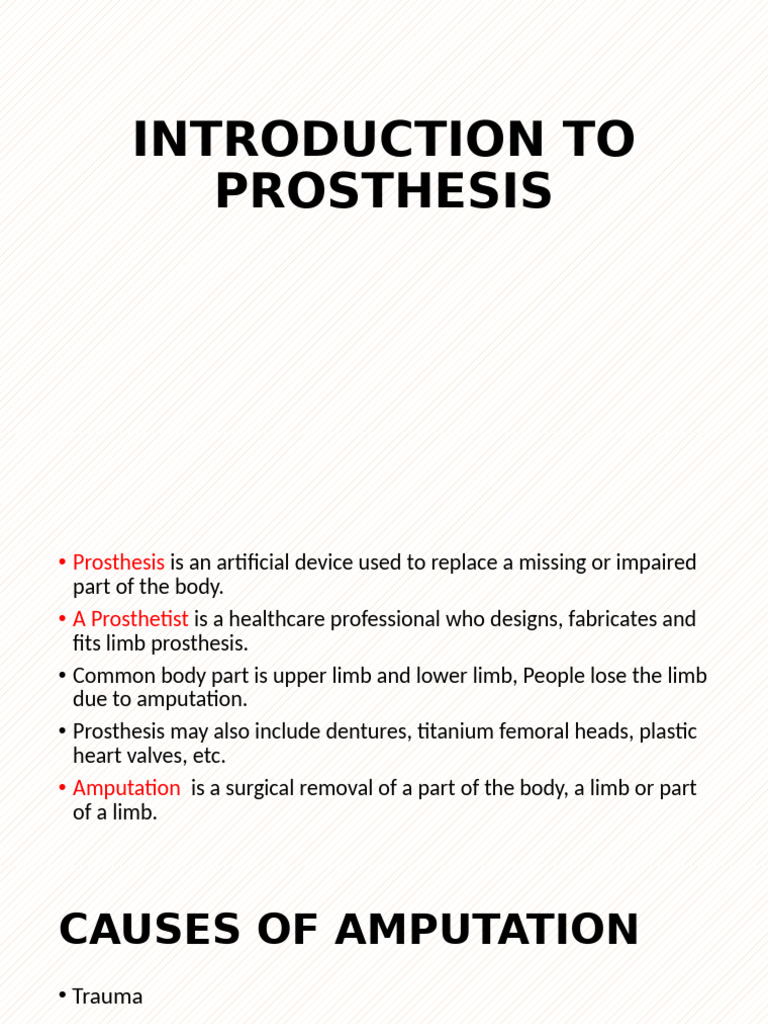 Introduction To Prosthesis | PDF | Prosthesis | Medicine