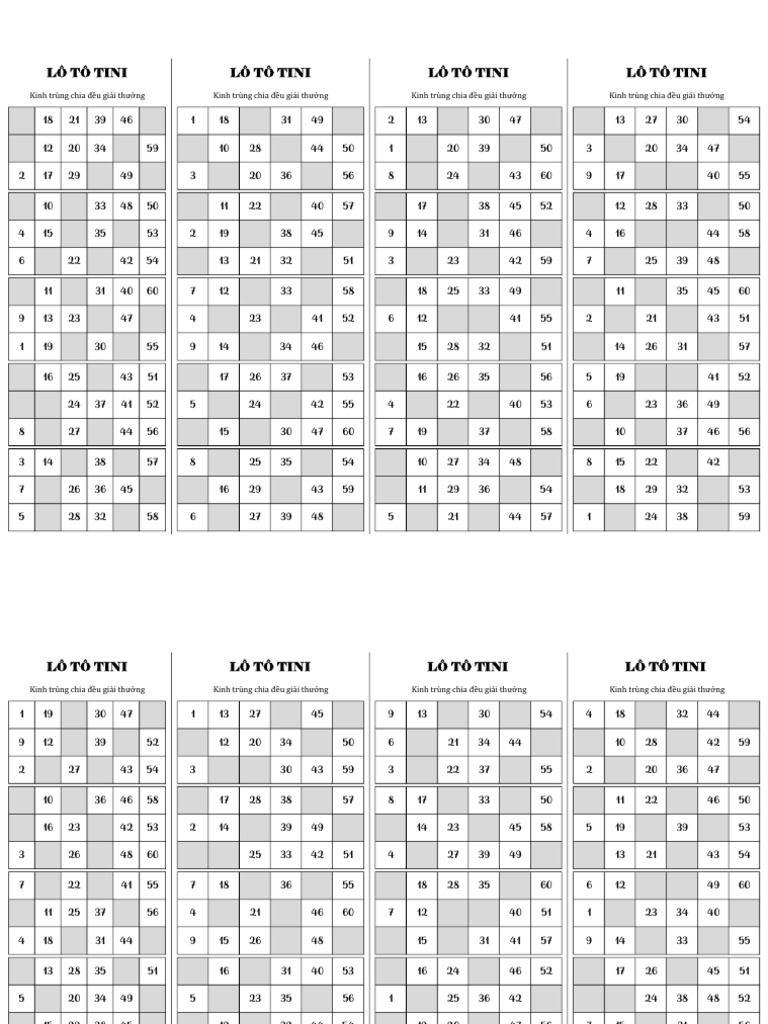 Lô tô tiNi update 290125 | PDF