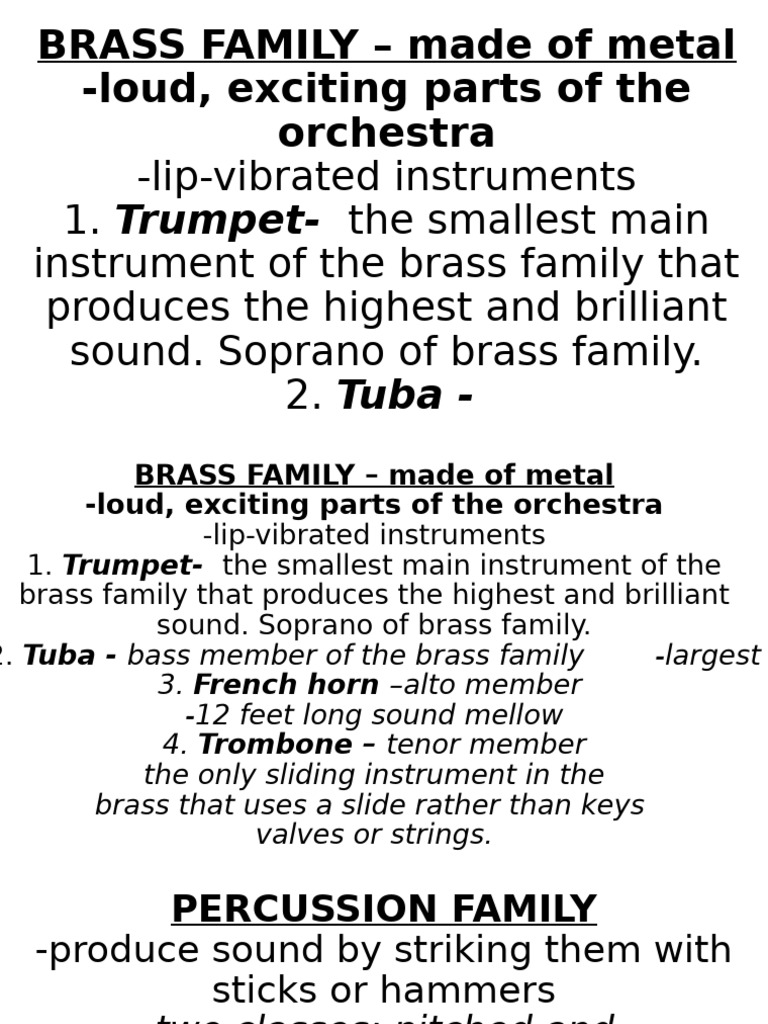 Brass Family Percussion Family | PDF