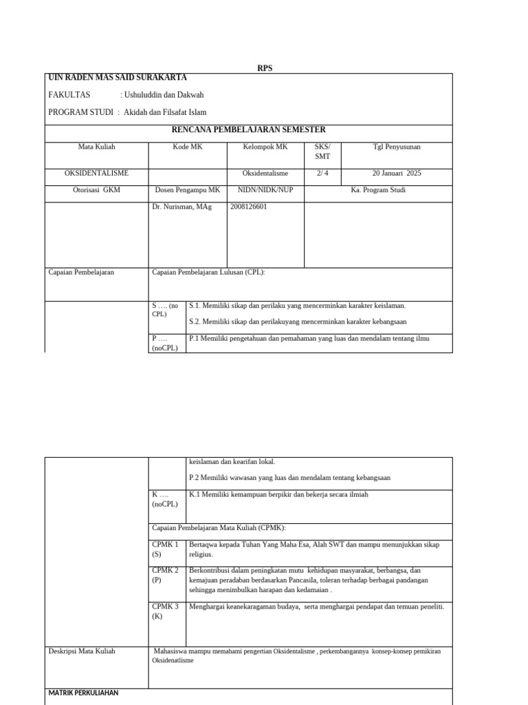 Format Rps Afi 20 Jan 2025 Oksiden Nurisman | PDF