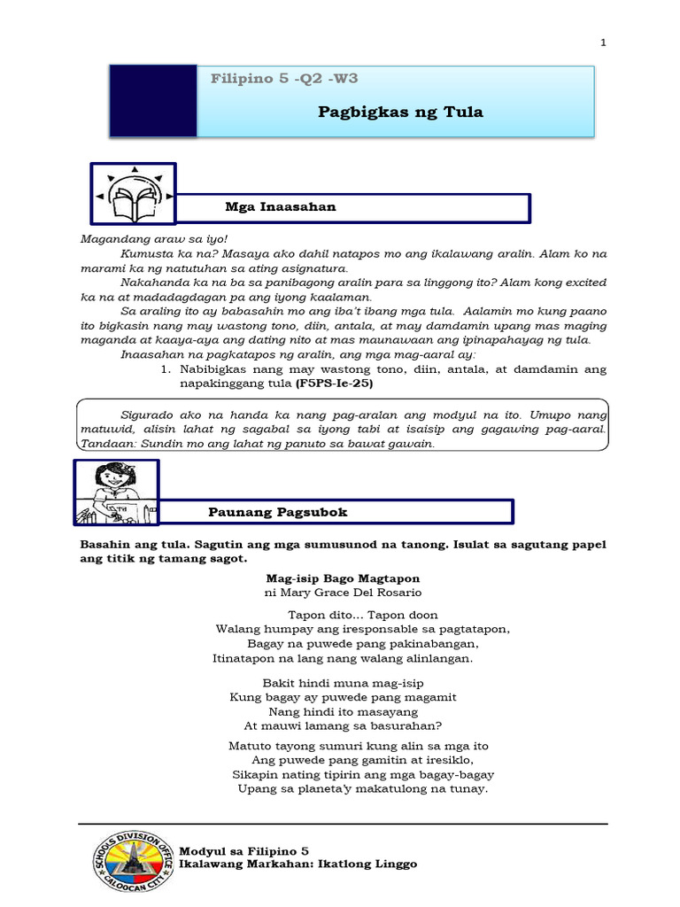 Filipino 5 Q2 Week 3 | PDF