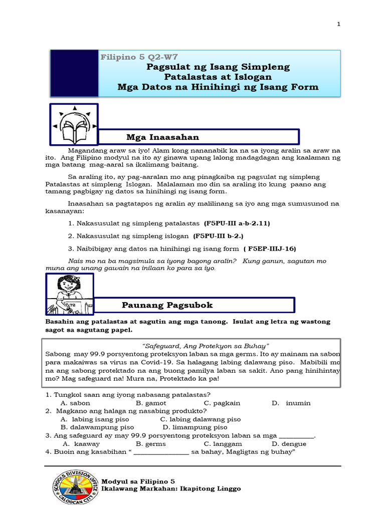 Filipino 5 Q2 Week 7-1 | PDF