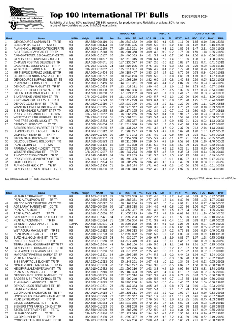 Top 100 TPI International Bulls | PDF