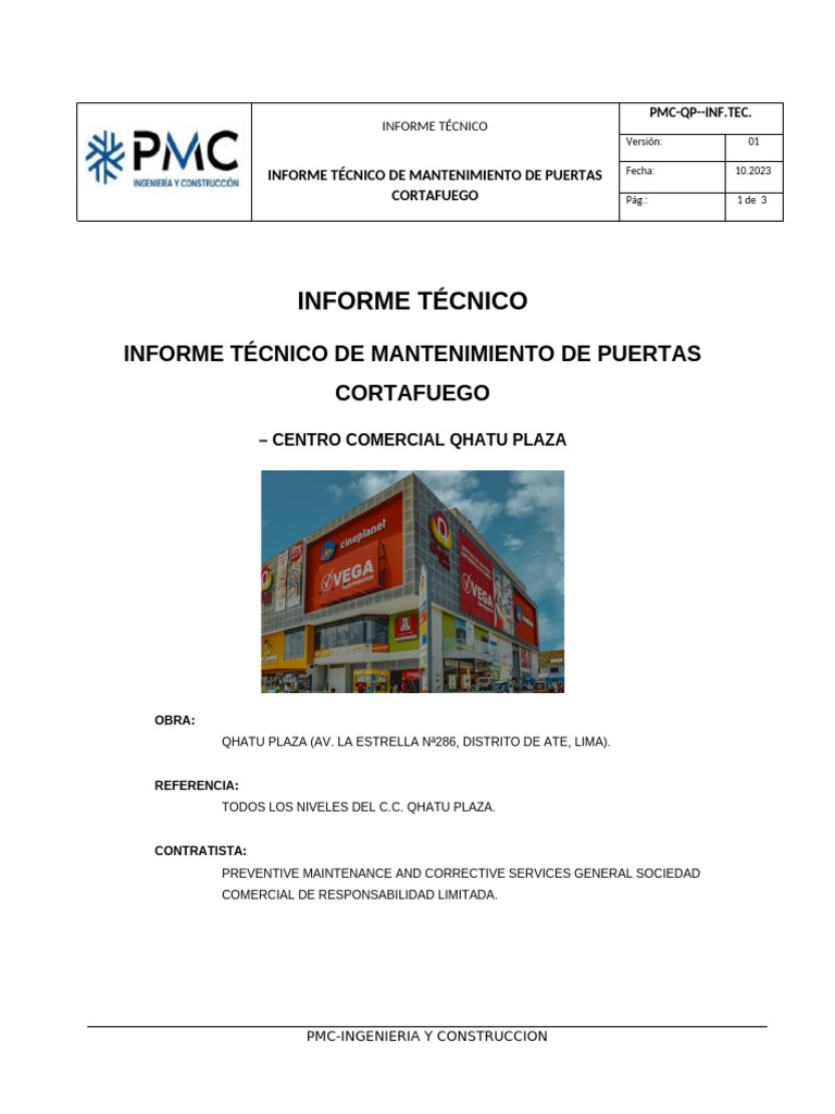 PMC - Informe de Servicio | PDF