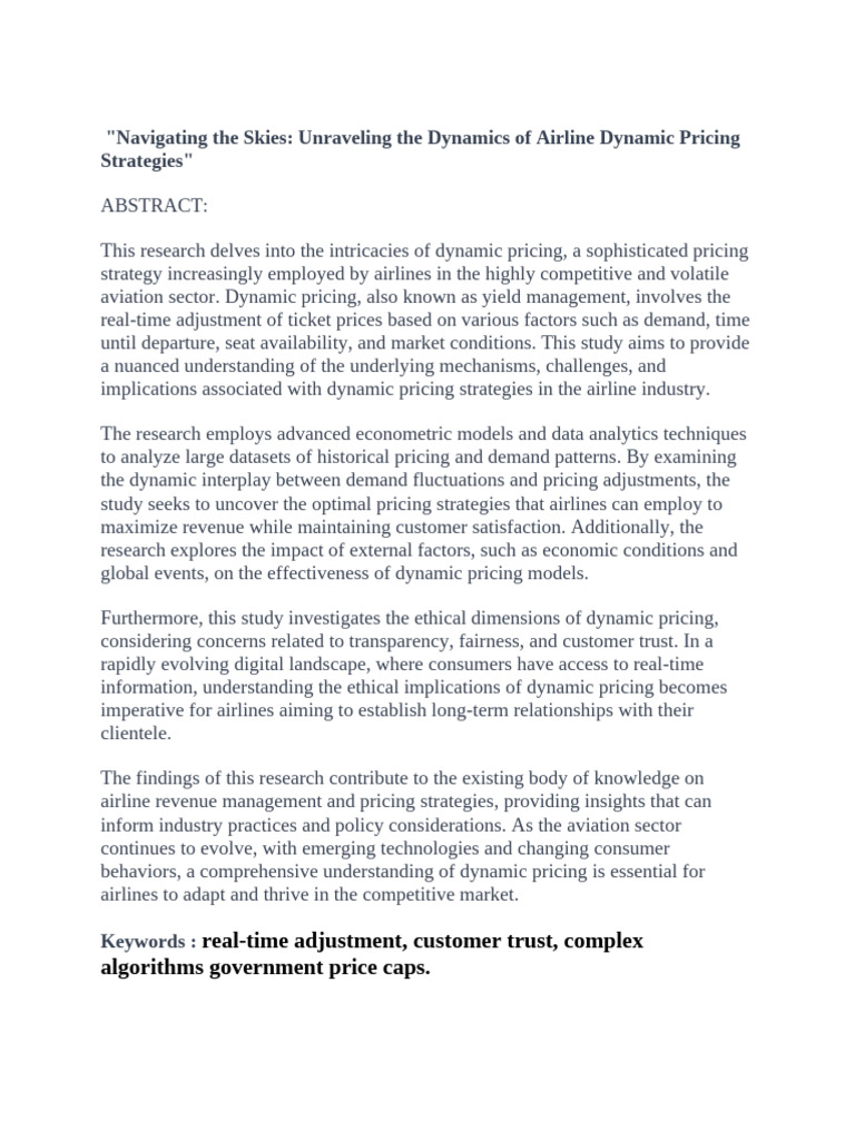 Airline Dynamic Pricing Strategies Explained | PDF | Pricing | Low Cost ...