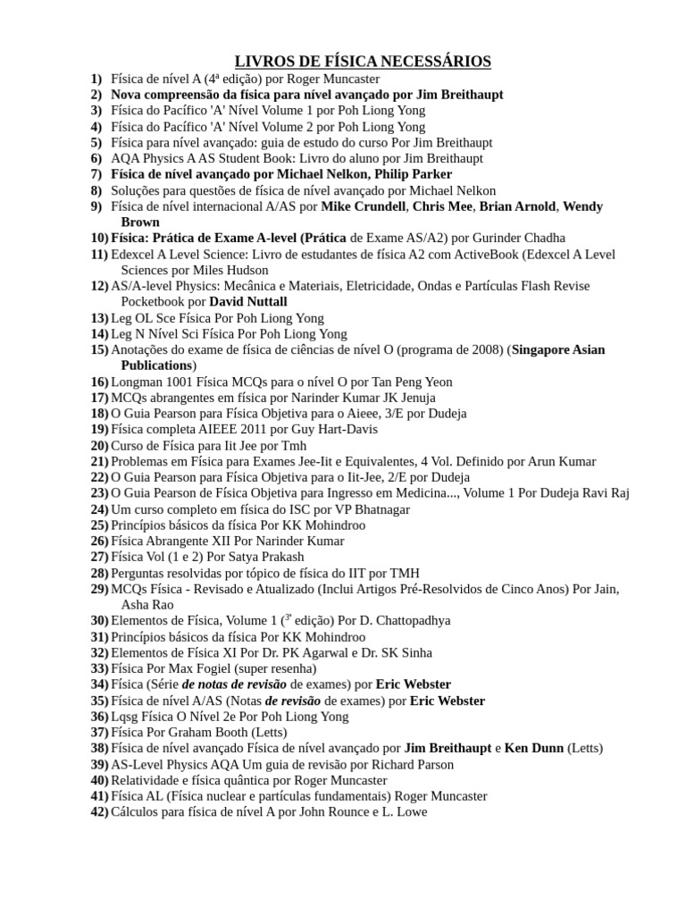 Livros de Física Necessários | PDF | Física | Ciências Físicas