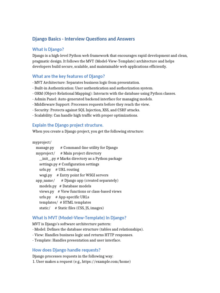 Django_Basics_Interview_QA | PDF